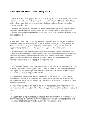 Reaction Paper - Globalization - Reaction Paper Globalization is the ...
