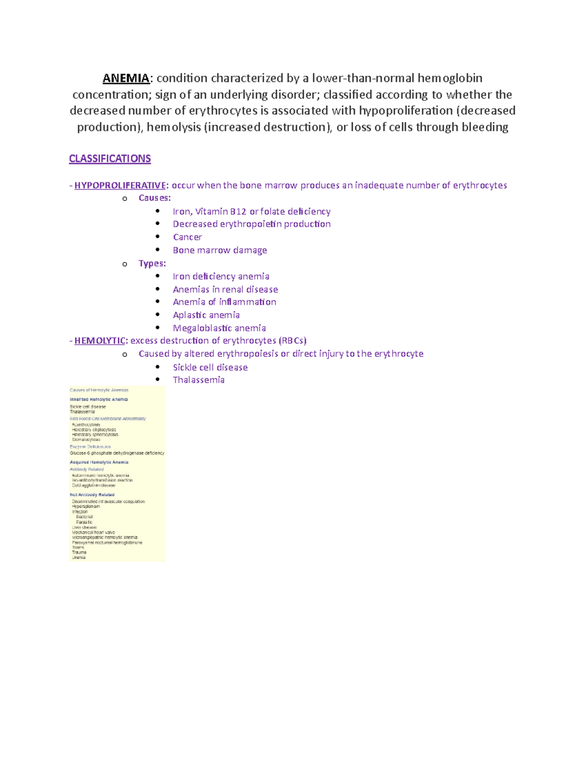 Anemia Concept MAP - ANEMIA: condition characterized by a lower-than ...