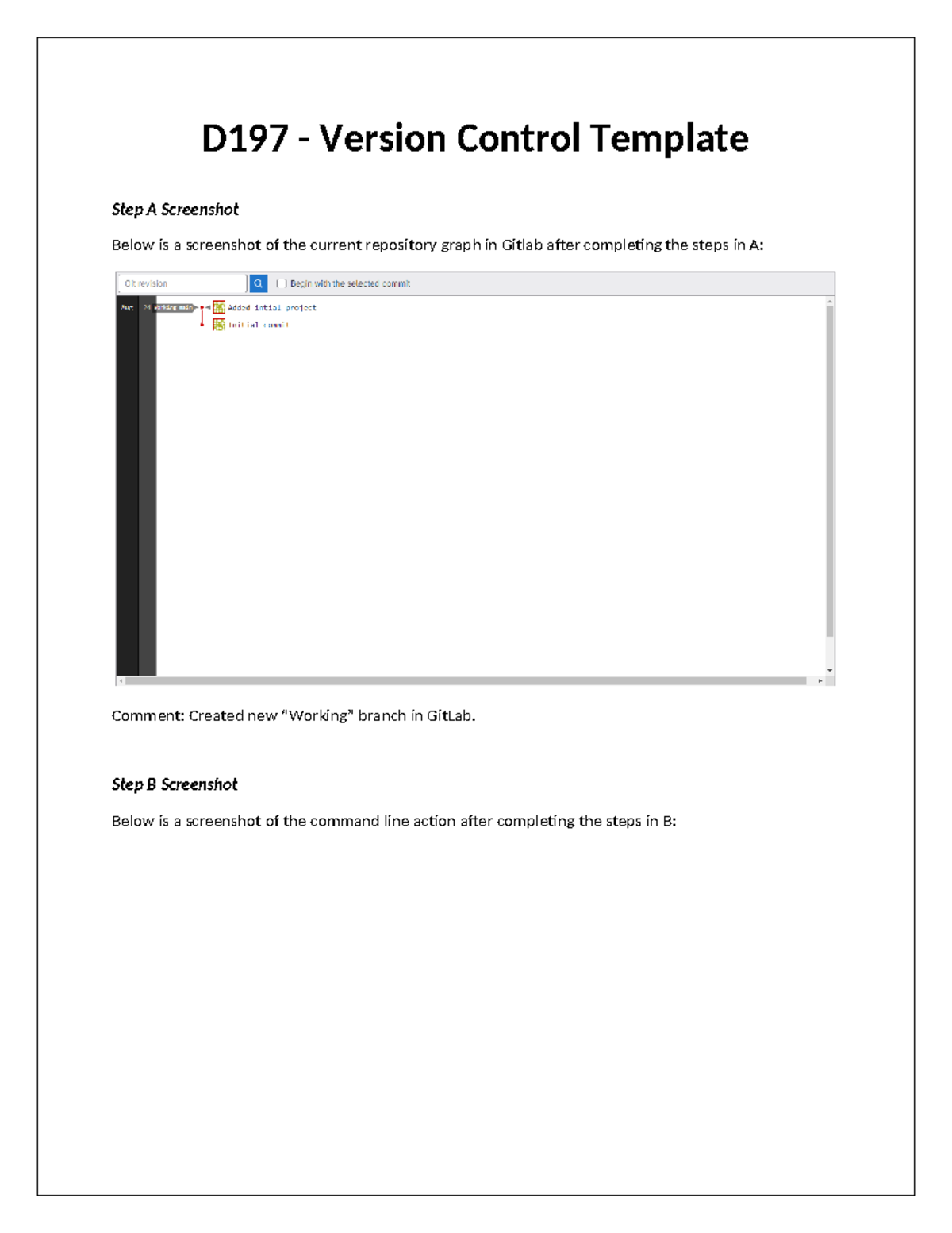 Lecture Notes 4 - D197 - Version Control Template Step A Screenshot ...