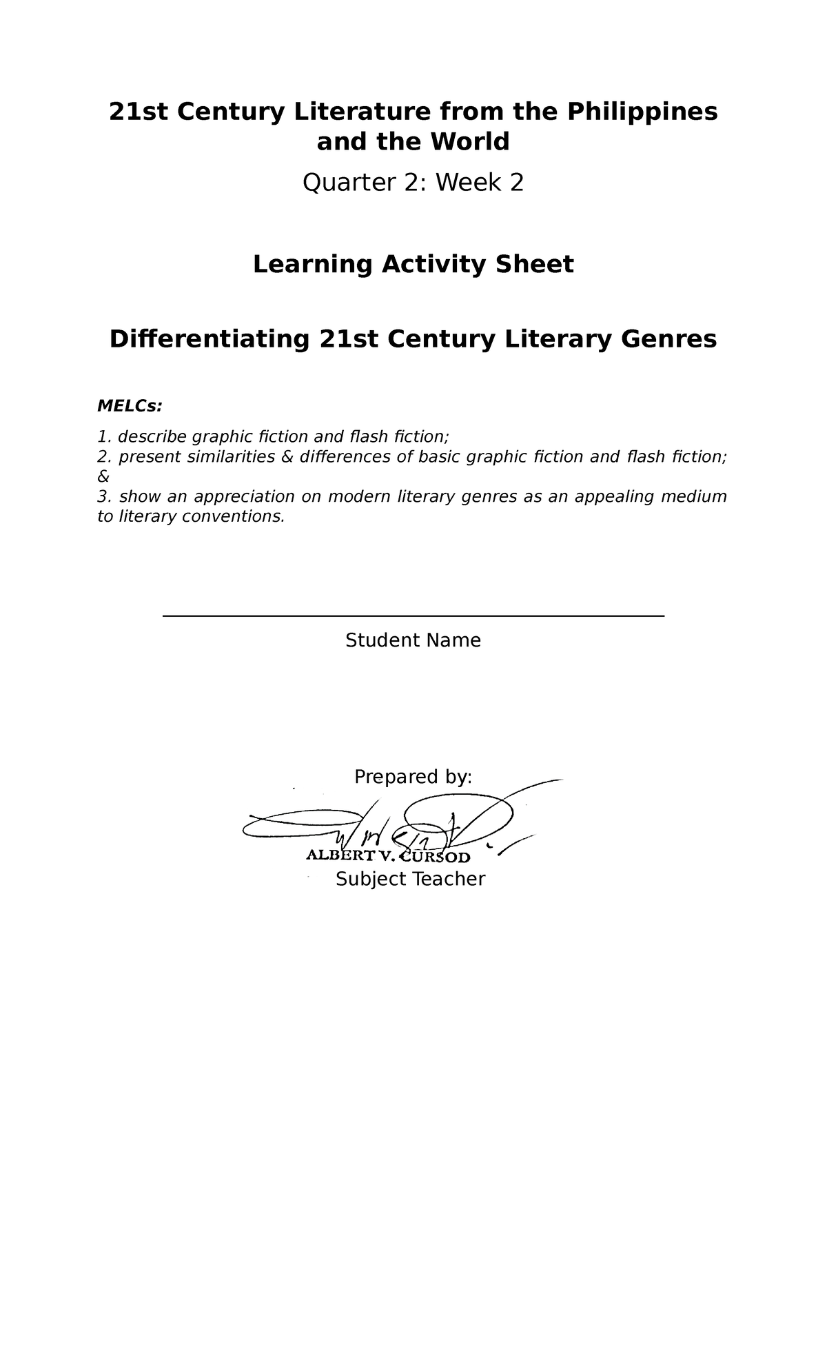 21st Century Module Quarter 7 - 21st Century Literature from the ...