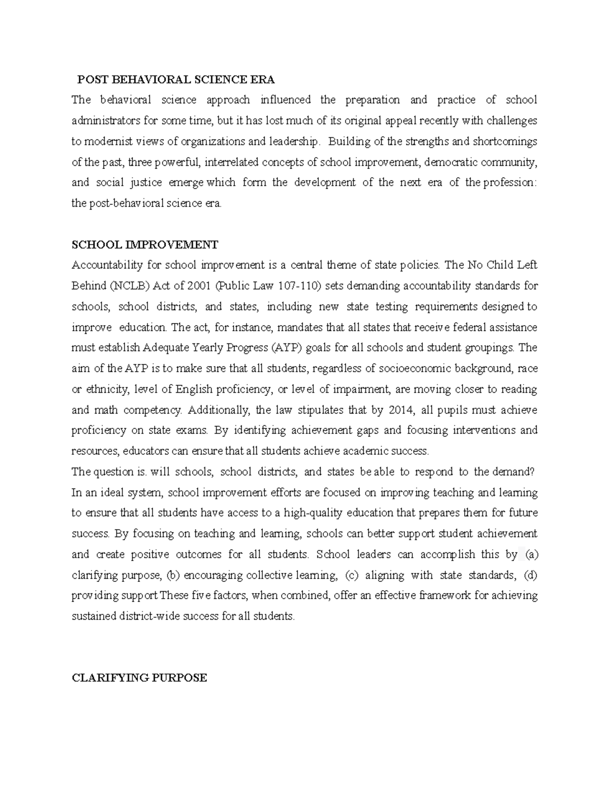 POST Behavioral Science ERA - POST BEHAVIORAL SCIENCE ERA The ...