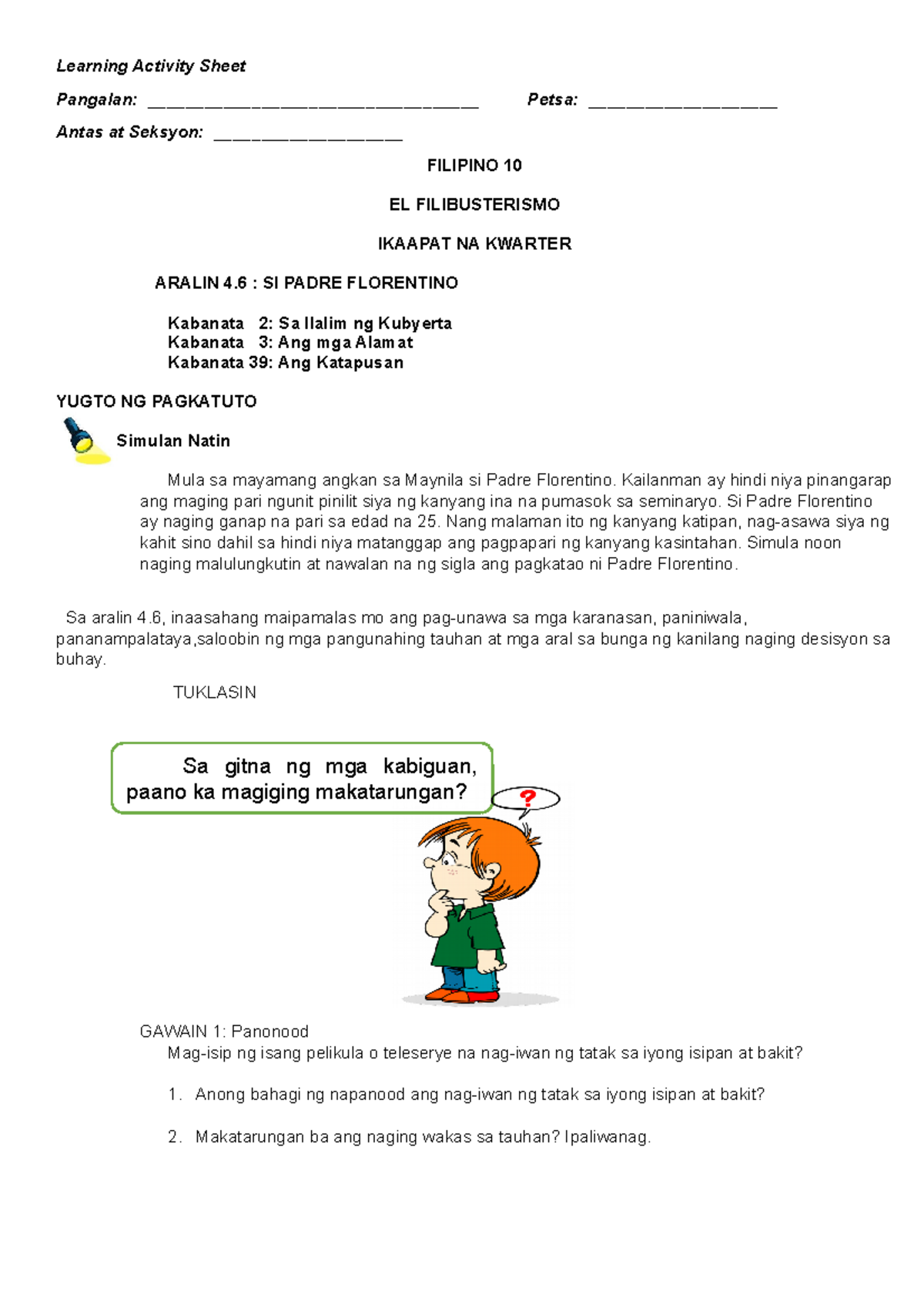 LAS-4 - ..... - Learning Activity Sheet Pangalan: ___________________________________ Petsa ...