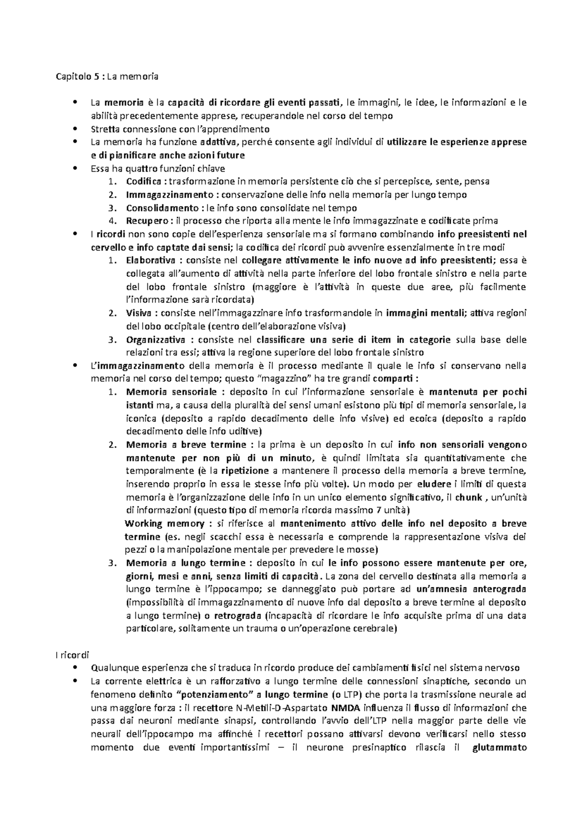 Capitolo 5 - La memoria - Psicologia generale - Capitolo 5 : La memoria ...