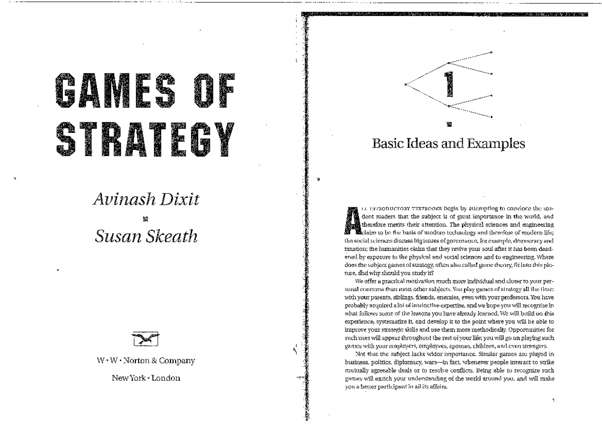 Game Theory Handout - Avinash Dixit E Susan Steam W Norton Company New ...