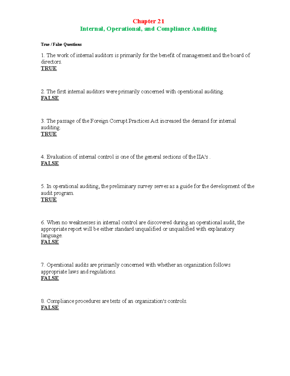 Ch21 Internal Operational and Compliance Audit - Chapter 21 Internal, Operational, and ...