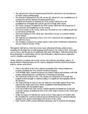 History of ireland essay - The history of Ireland is a complex and ...