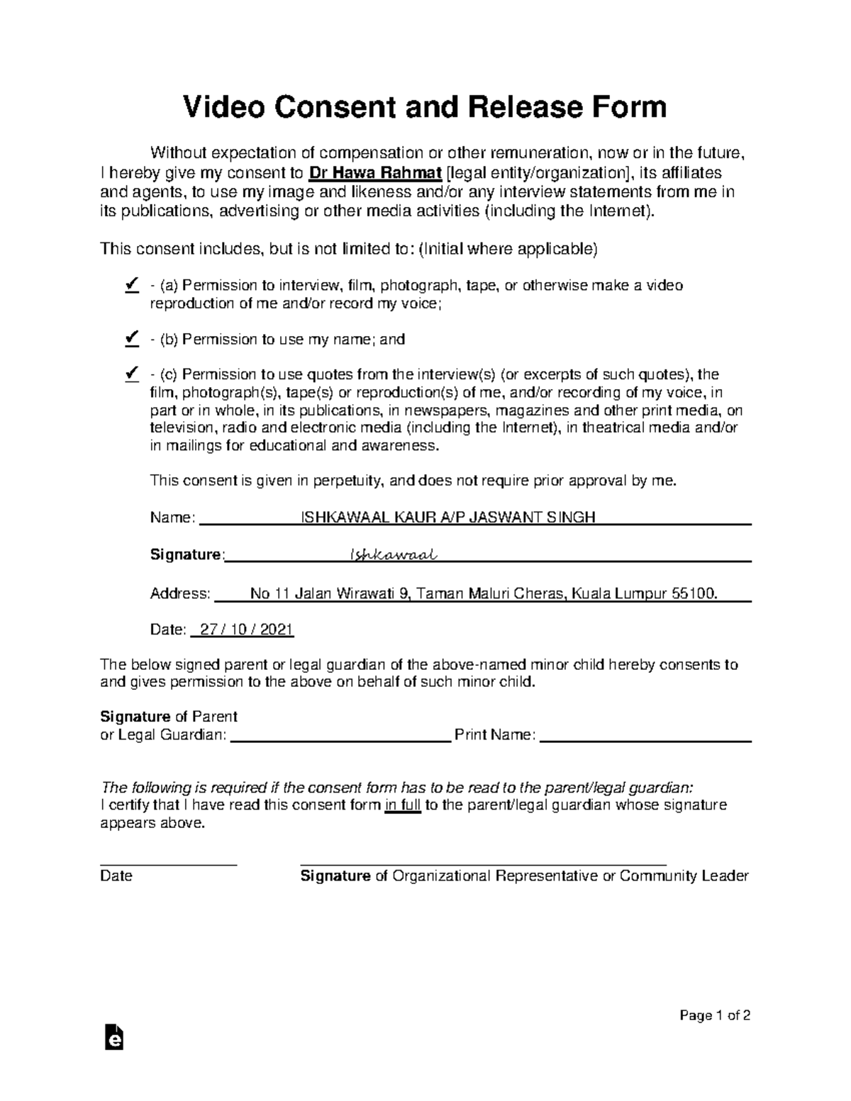 Video Consent Form 1 - Stress & Wellbeing - MMU - Studocu