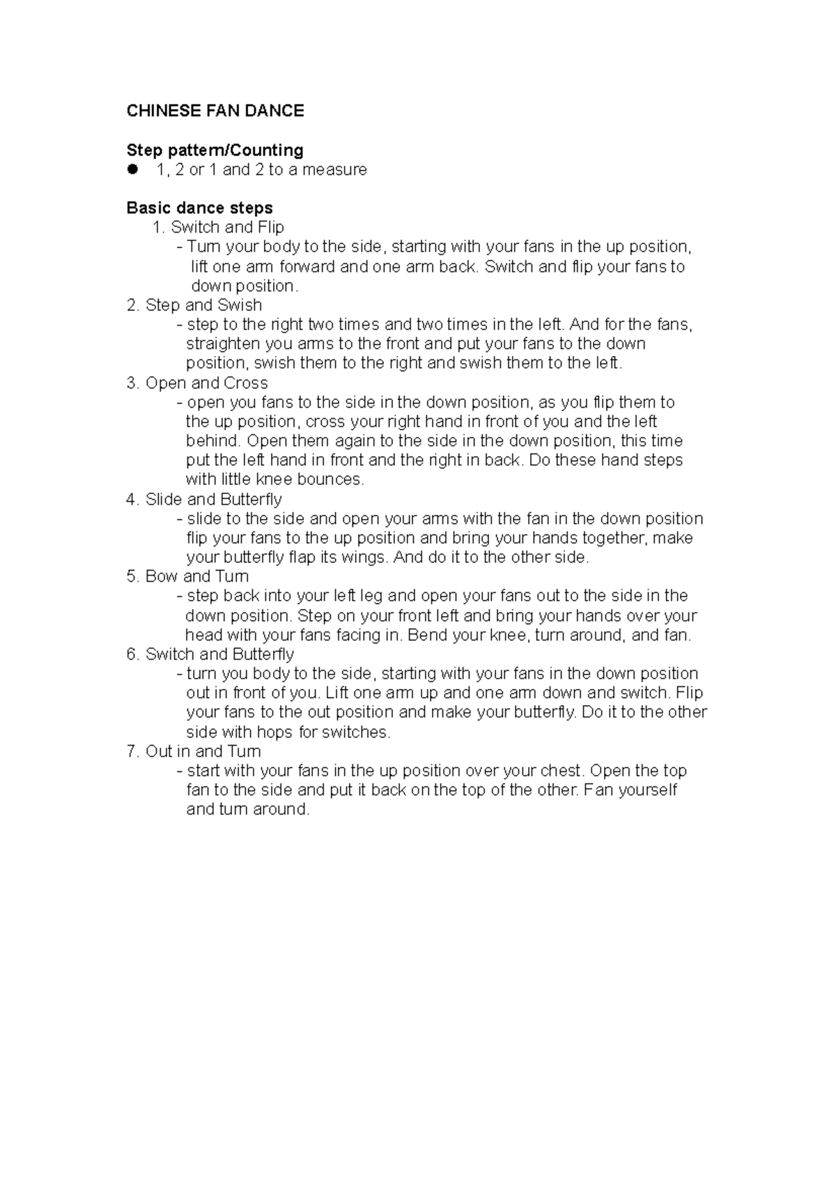 Chinese-FAN- Dance - CHINESE FAN DANCE Step pattern/Counting 1, 2 or 1 ...