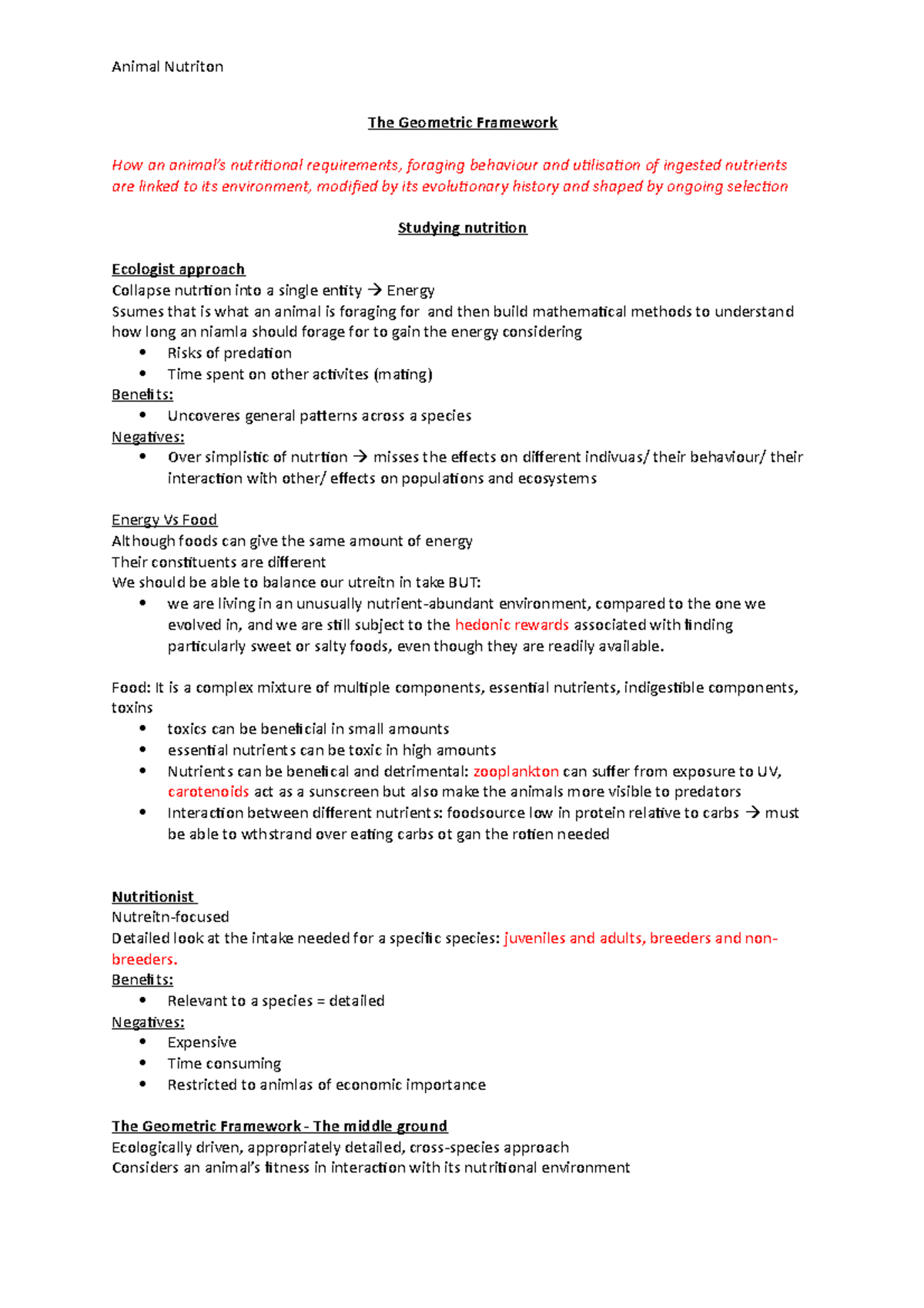 The Geometric Framework - Animal Nutriton The Geometric Framework How ...