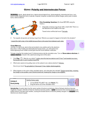 Stoichiometry Gizmo - answer key - Gizmo: Stoichiometry Chapter 12 Name