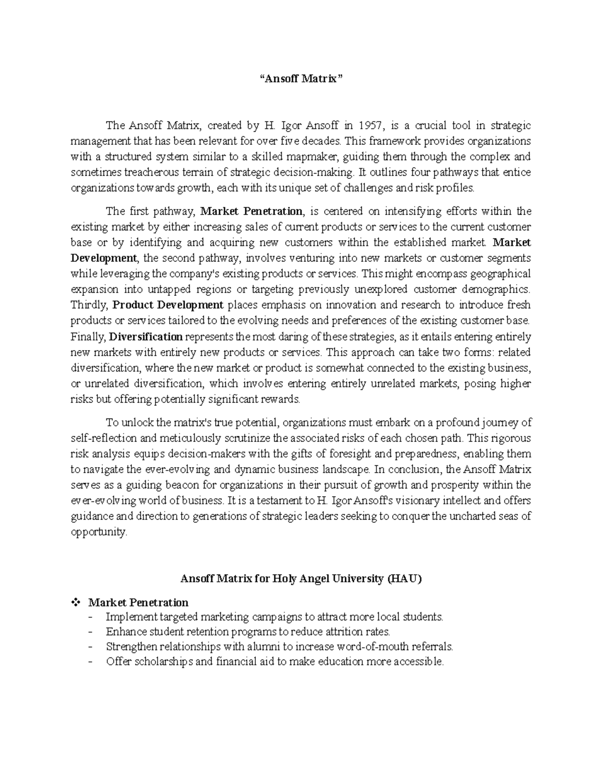 Ansoff Matrix - Igor Ansoff in 1957, is a crucial tool in strategic ...