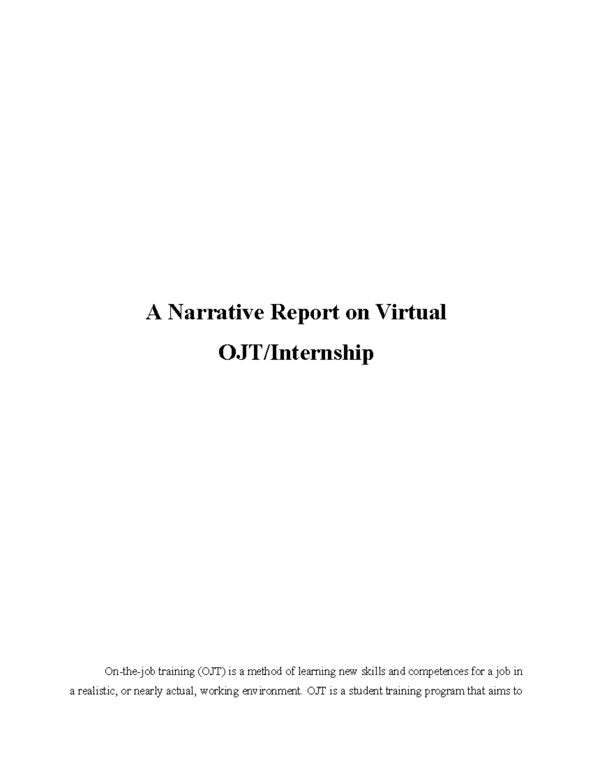 OJT Narrative Report - Final Requirement - A Narrative Report on ...