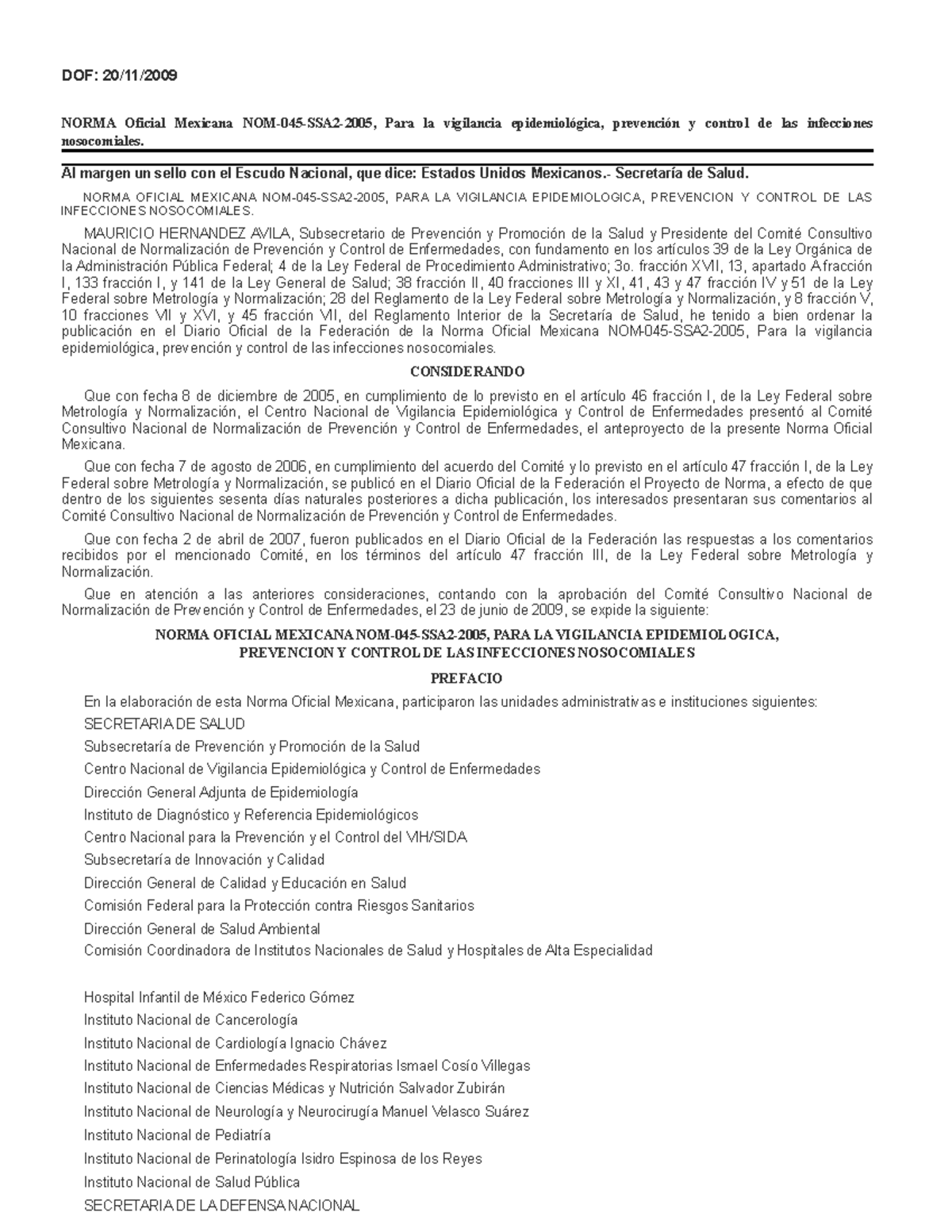 NOM 045 - informacion relevnte de normativas - DOF: 20/11/ NORMA ...