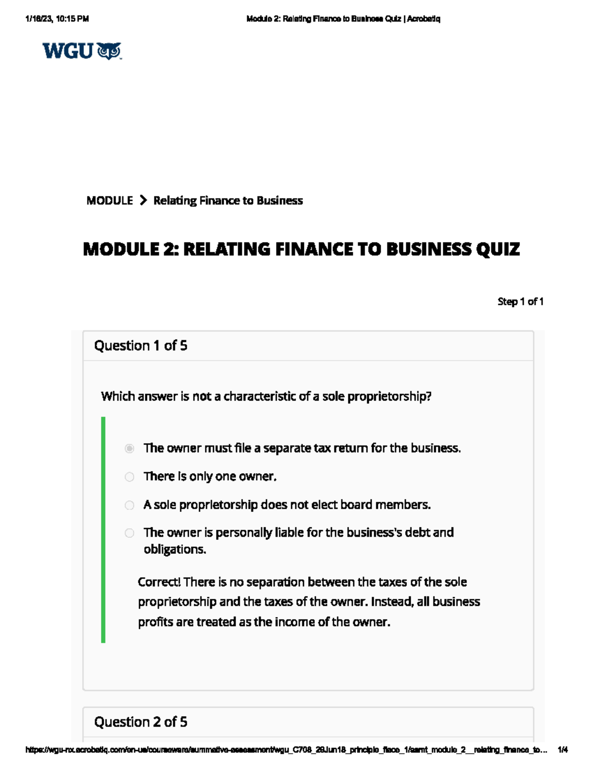 Module 2 Quiz 1 - C 708 - WGU - Studocu