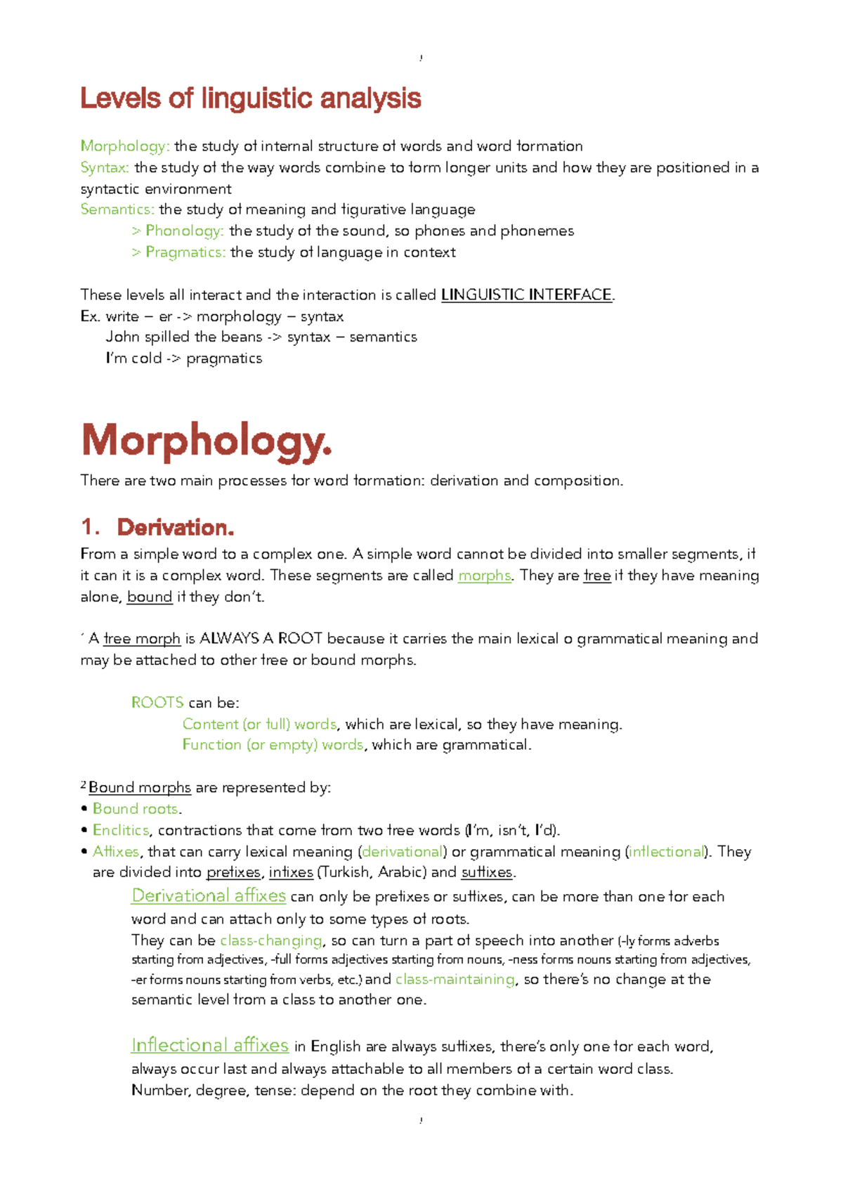 ELT 2 - Riassunto The Linguistic Structure of Modern English - Levels ...