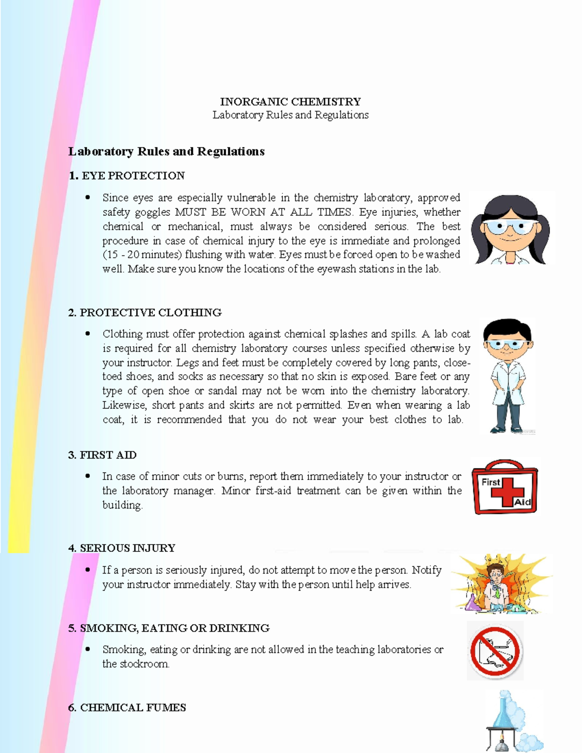 Rules AND Regulations - INORGANIC CHEMISTRY Laboratory Rules and ...