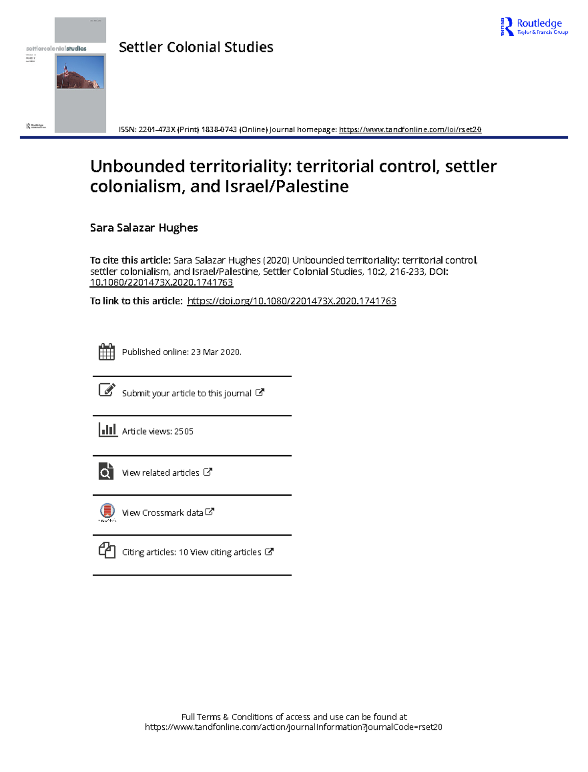 Unbounded territoriality territorial control settler colonialism and ...