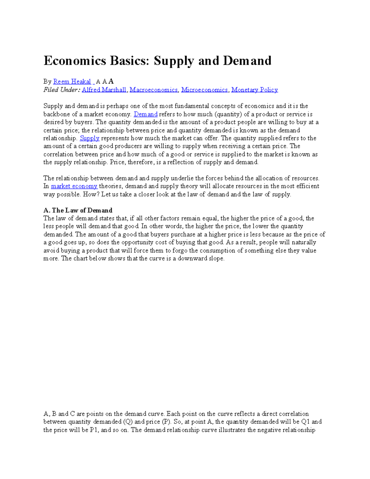Economics Basics - Lecture notes 1 - Economics Basics: Supply and ...