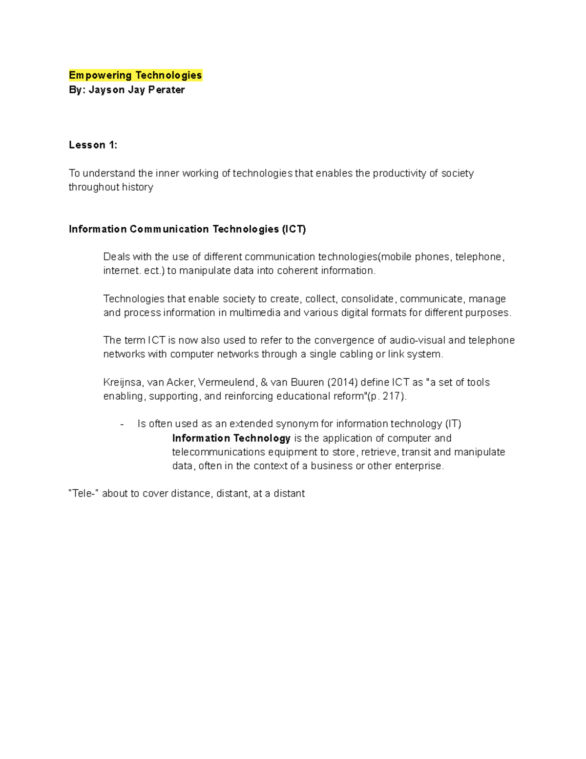 Empowering Technologies- Q1 - Empowering Technologies By: Jayson Jay ...