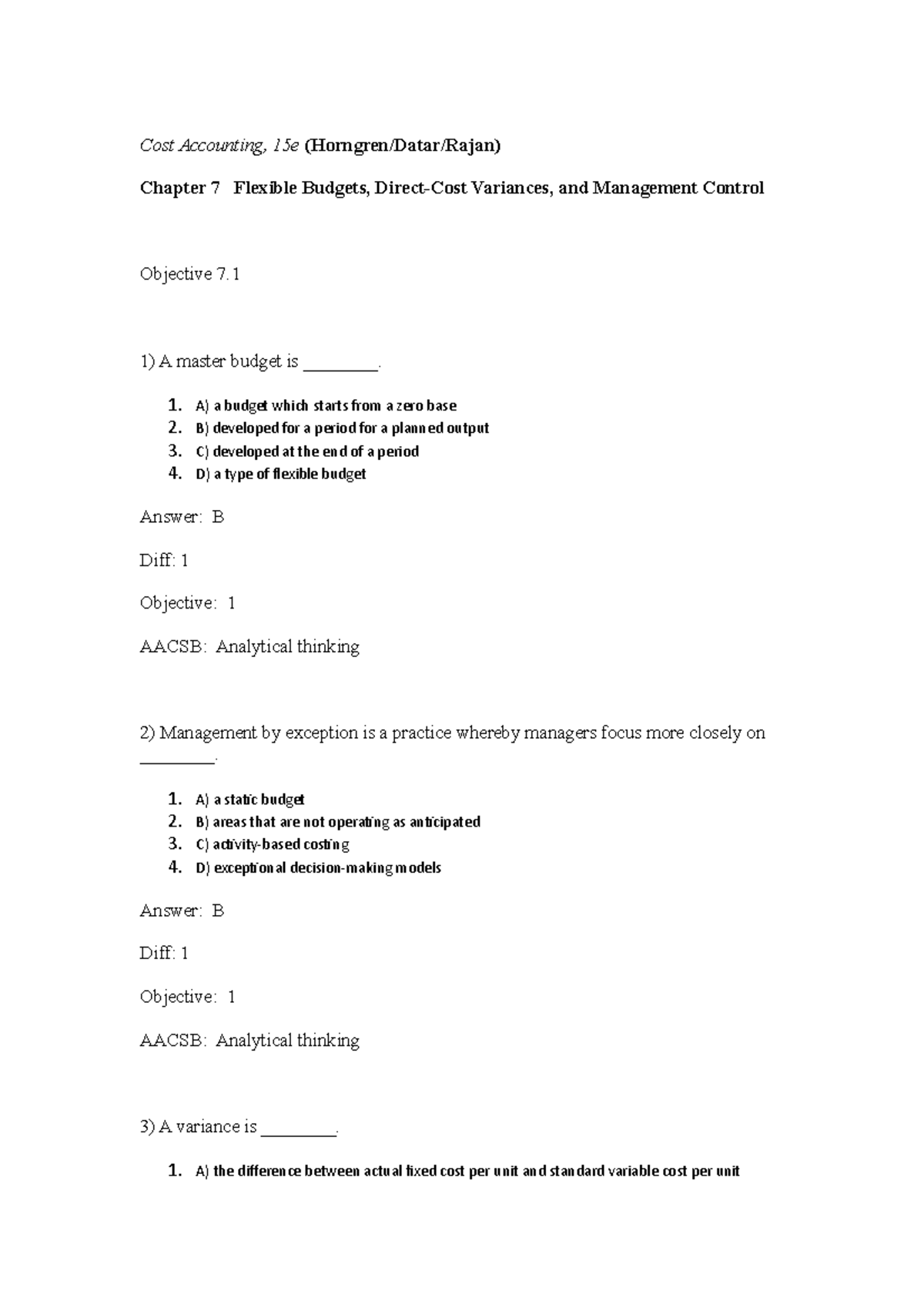 TB Chapter 7 Flexible Budgets, Direct-Cost Variances, and Management Control - Cost Accounting ...