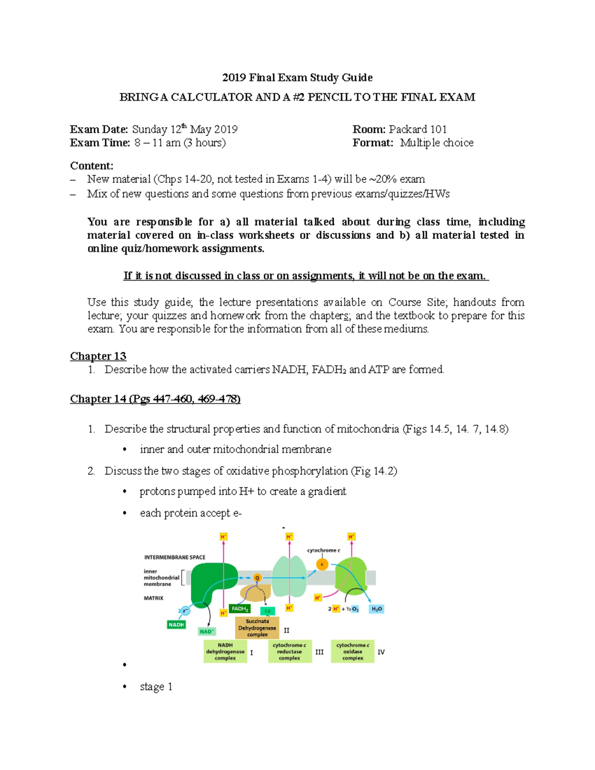 Final Study Guide - 2019 Final Exam Study Guide BRING A CALCULATOR AND ...