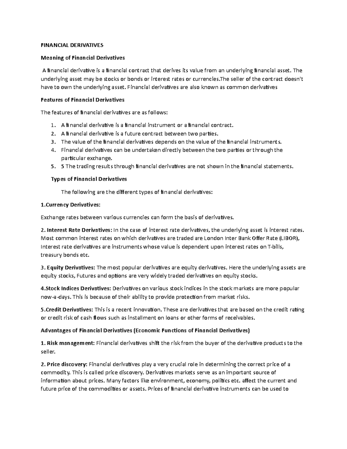 Derivatives 2 - FINANCIAL DERIVATIVES Meaning of Financial Derivatives ...