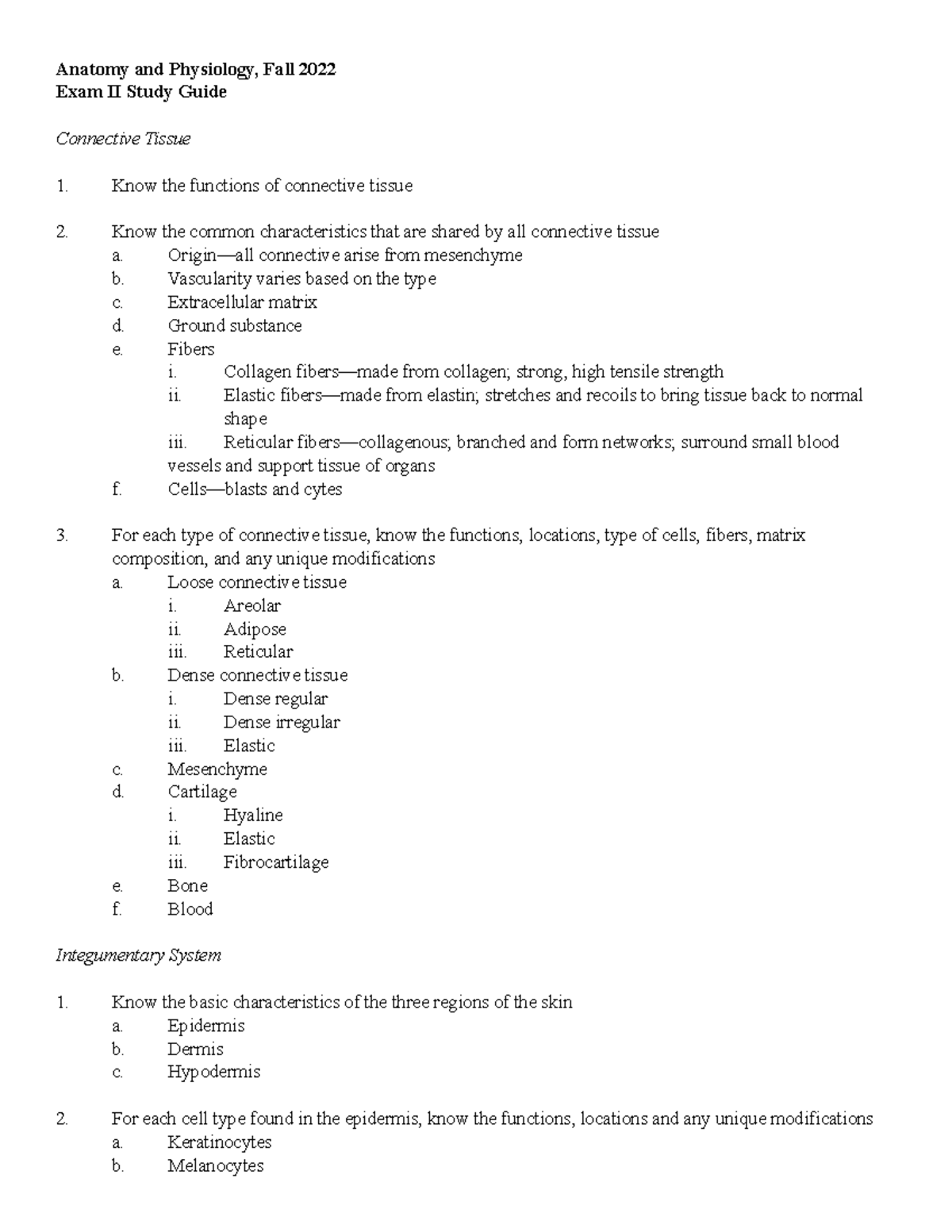 APFall 22 Exam 2 Study Guide - Anatomy and Physiology, Fall 2022 Exam ...