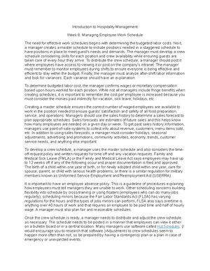 Introduction of Hospitality Management. Week 2 (Notes) The Planning ...