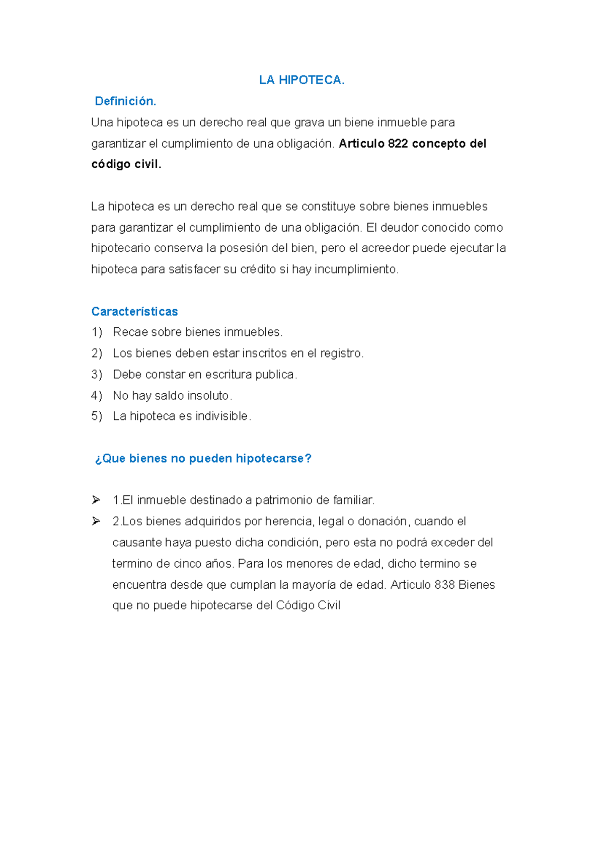 LA Hipoteca - Trabajo - LA HIPOTECA. Definición. Una hipoteca es un ...