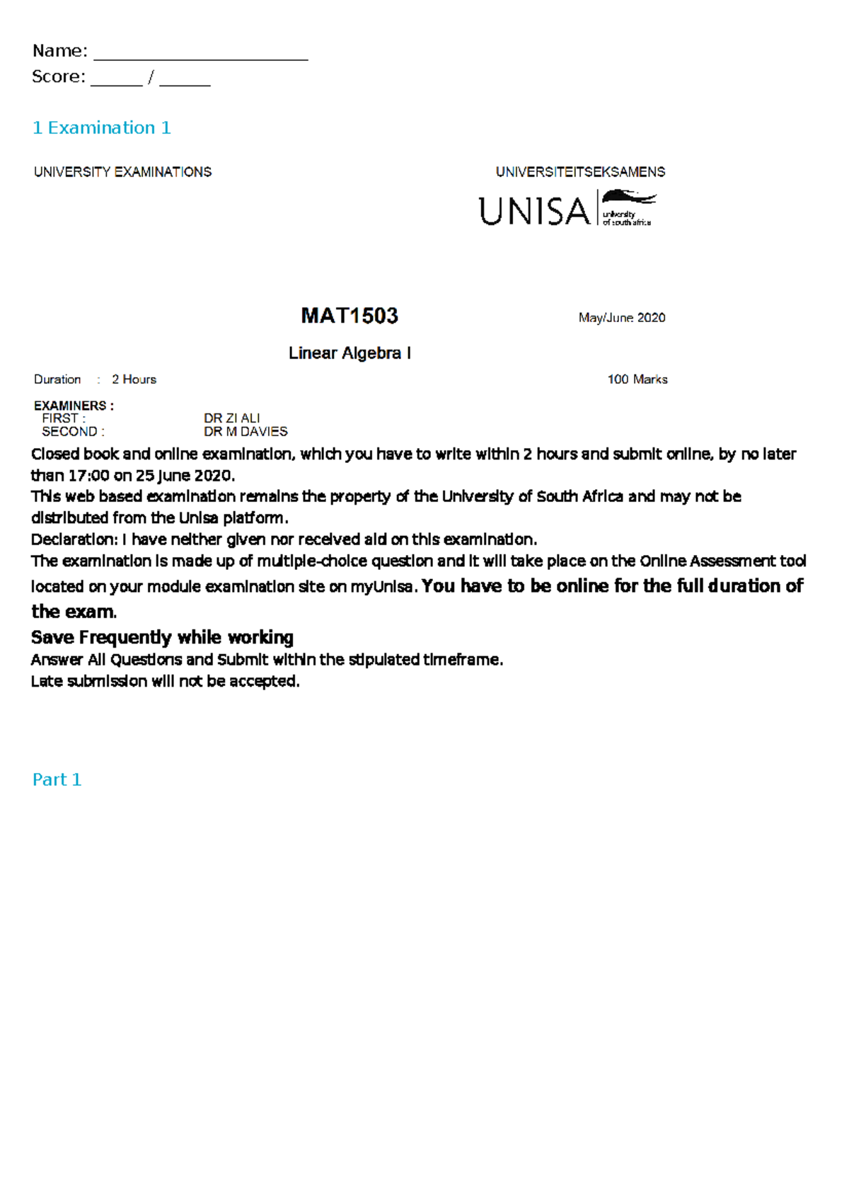 4 6021748284492614895 - MAT1503 - Unisa - Studocu