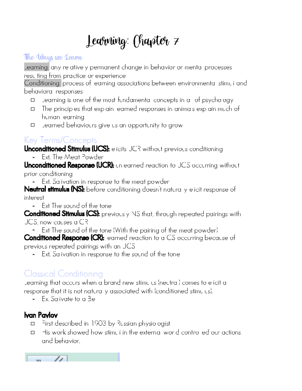 Learning Chapter 7 - The Ways we Learn Learning: any relatively ...