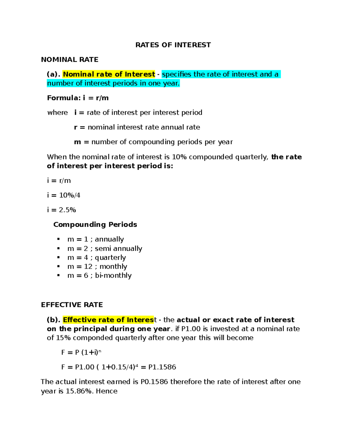 4 RATE OF Interest [ Nominal & Effective] - RATES OF INTEREST NOMINAL ...