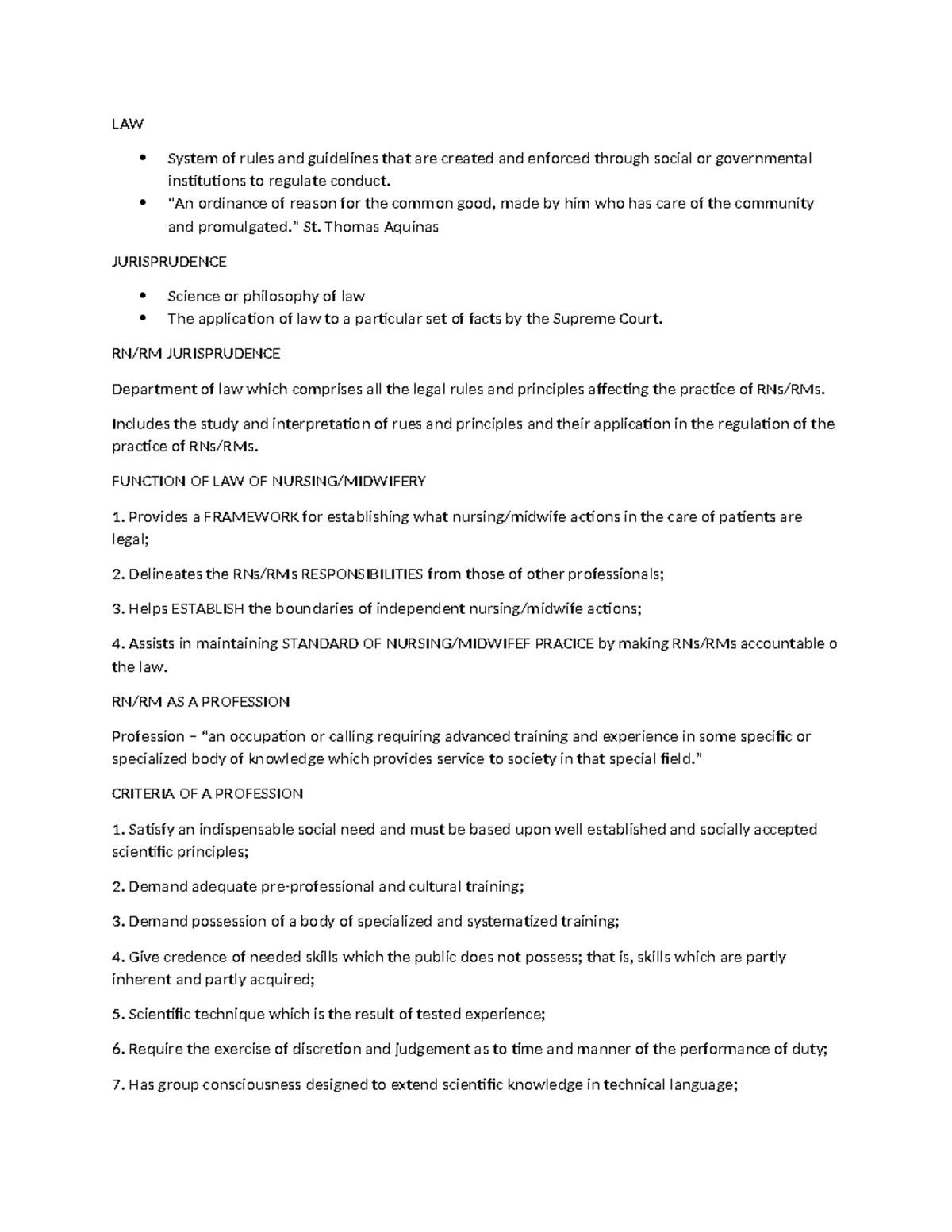 LAW BSN Program Goals - Law - LAW System of rules and guidelines that ...