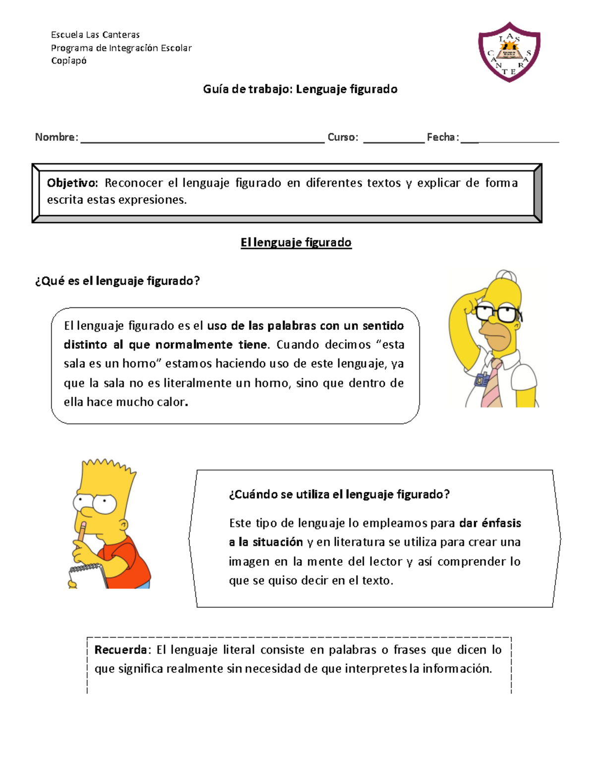 Lenguaje Figurado - Programa de Integración Escolar Copiapó Objetivo ...