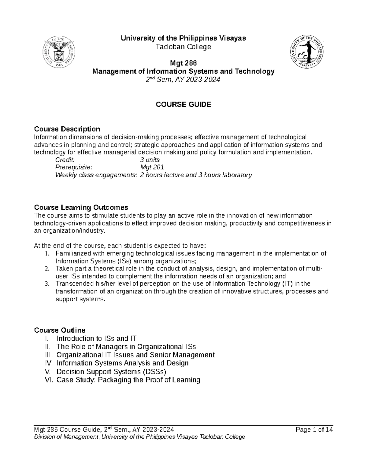 Course Guide - Information technology - University of the Philippines ...