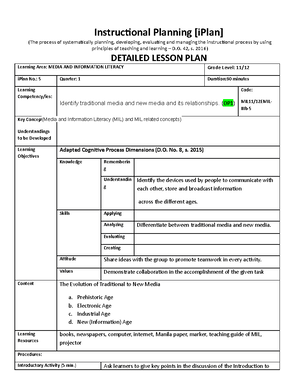 MILQ1 LC11 - MIL - Detailed Lesson Plan (DLP) Format DLP No.: 11 ...