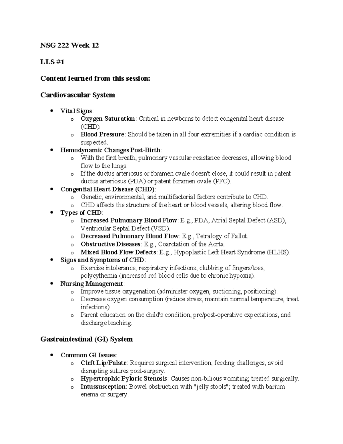 NSG 222 Week 12 LLS - Lecture notes week 12 - NSG 222 Week 12 LLS ...