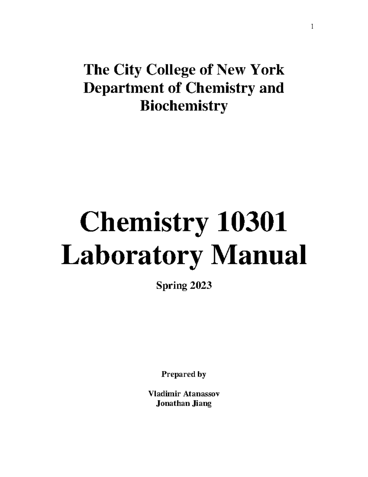 Chem 103 Lab Manual - Lab - The City College of New York Department of ...