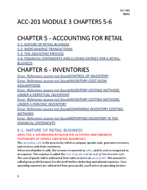 ACC-201 Module 2 Chapters 3-4 - SNHU ACC-201 MODULE 2 CHAPTERS 3 ...