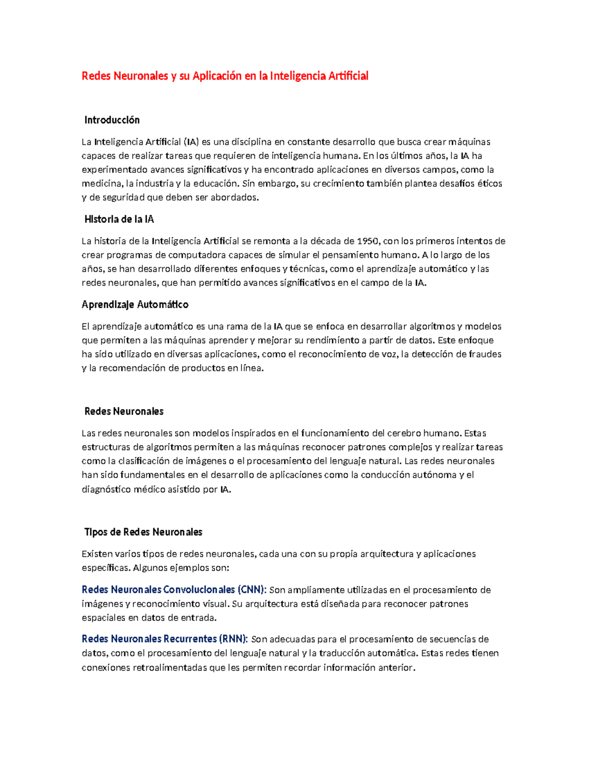 Redes Neuronales y su Aplicación en la Inteligencia Artificial - Redes ...
