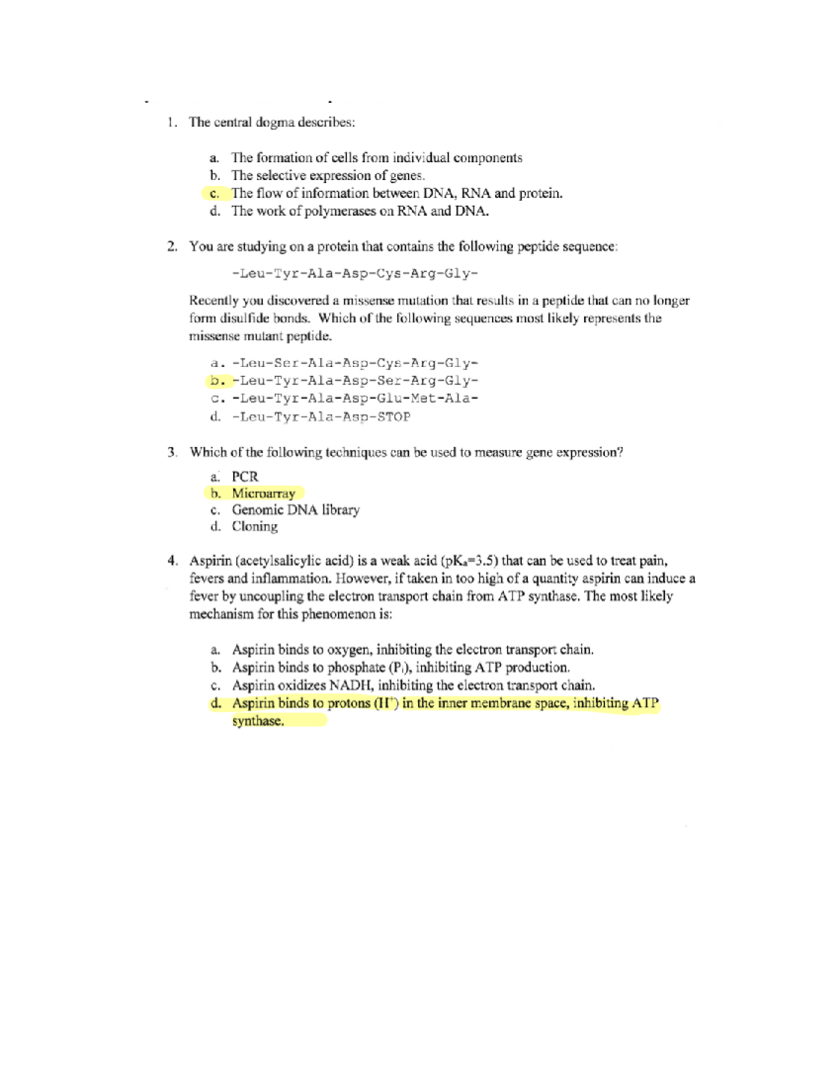 BCHM 270 Practice Questions - Bchm 270 - Studocu