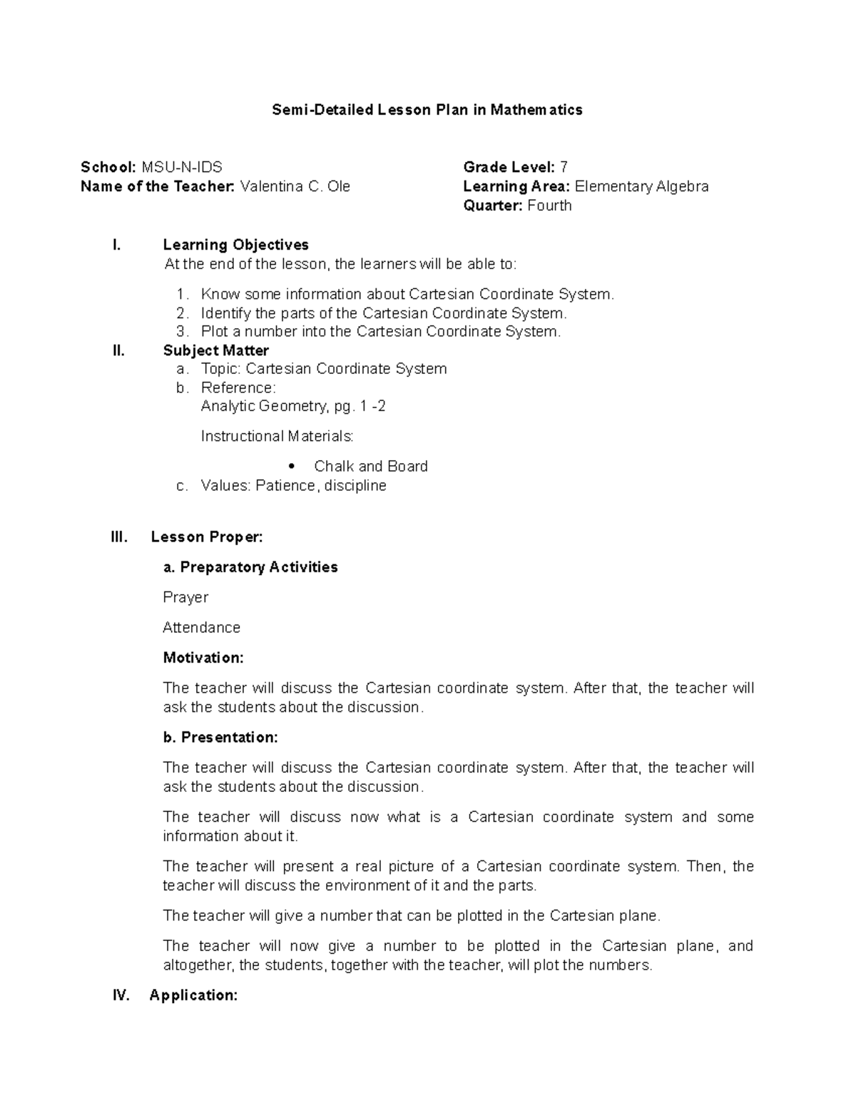 Semi-Detailed-Lesson - Semi-Detailed Lesson Plan in Mathematics School ...