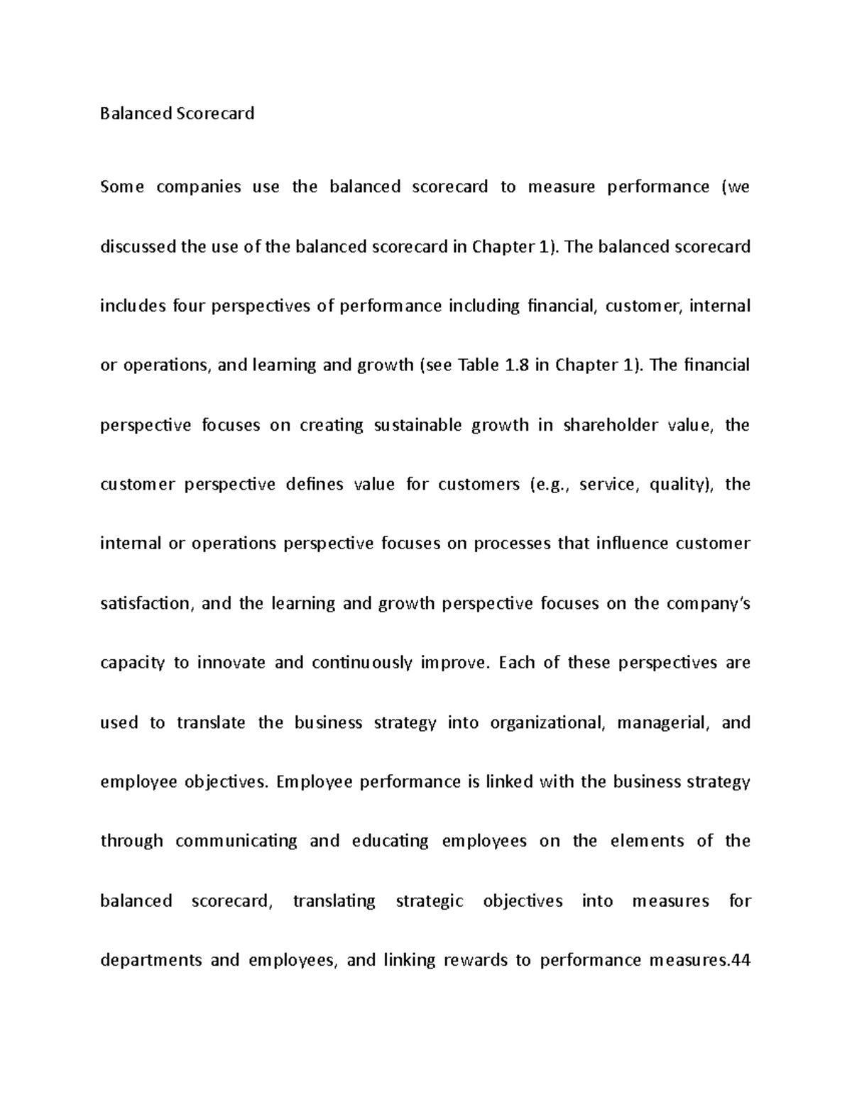 HRM 3- Balanced Scorecard - Balanced Scorecard Some companies use the ...