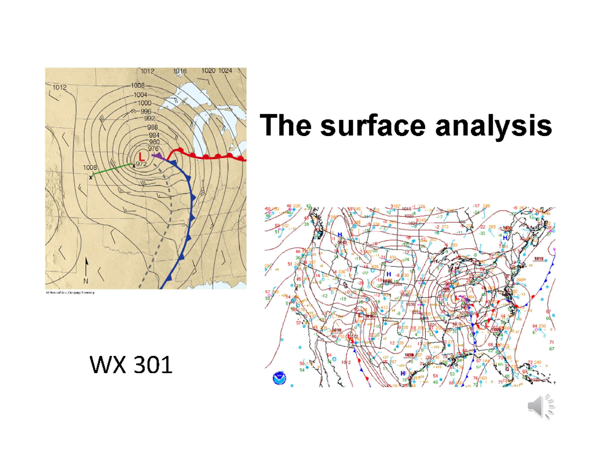 M5-7 Components of a Surface Analysis - The surface analysis WX 301 The ...