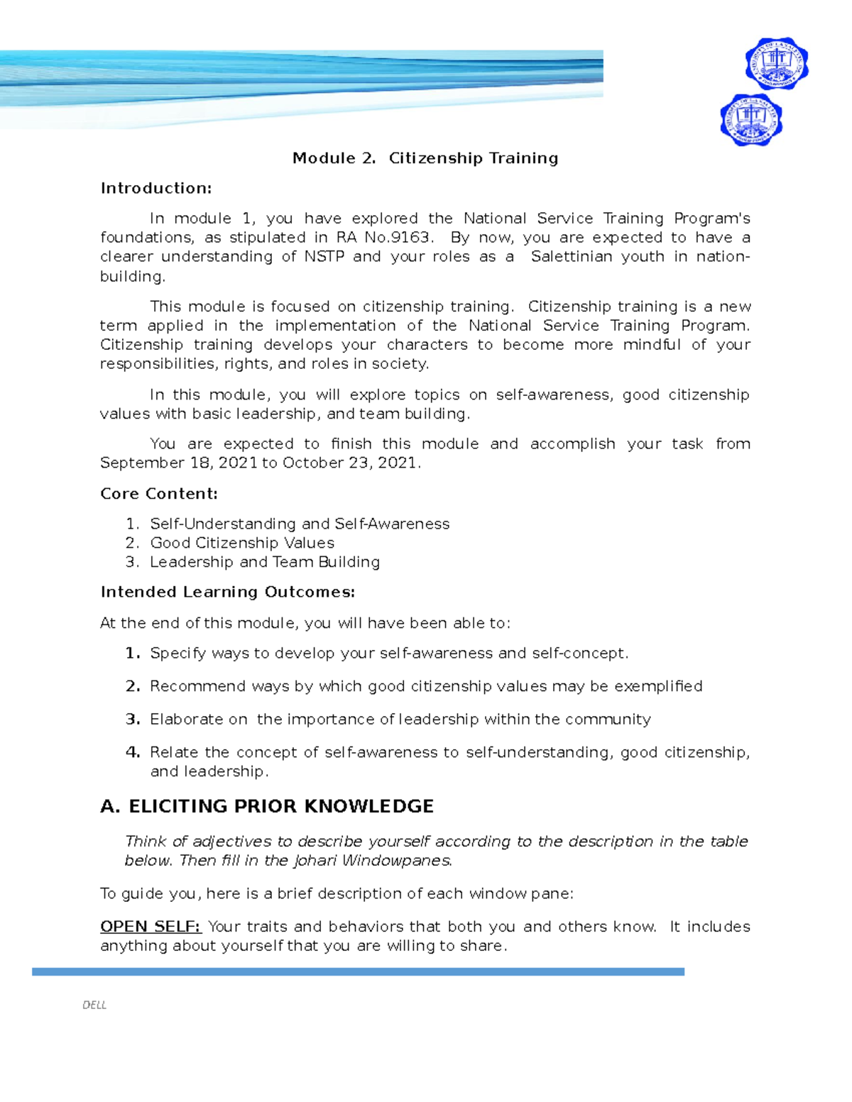 Module-2 - module 2 - Module 2. Citizenship Training Introduction: In ...