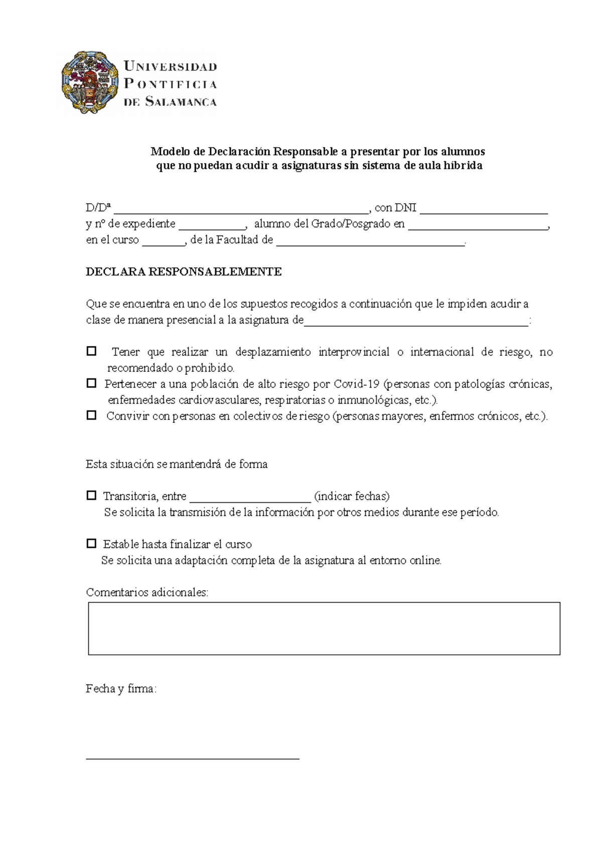 Modelo declaración responsable - DECLARA RESPONSABLEMENTE Que se ...