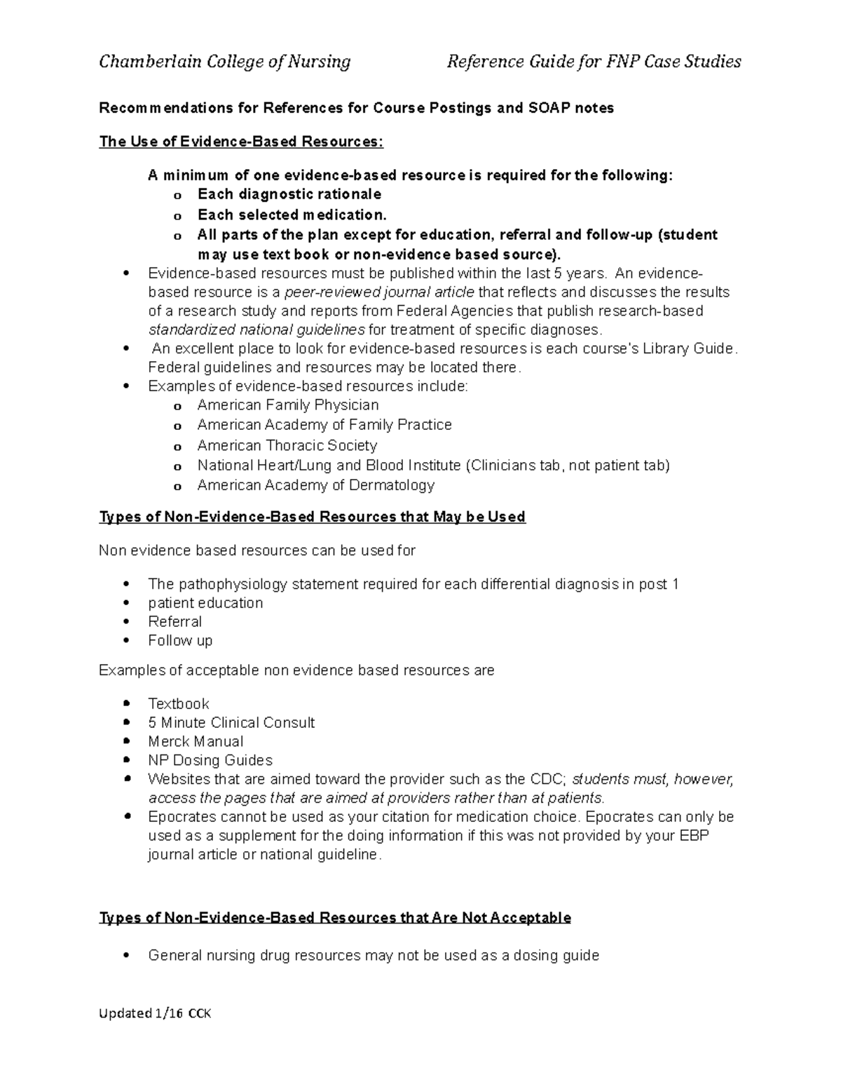 Reference Guide For FNP Case Studies 2016 - Chamberlain College of ...