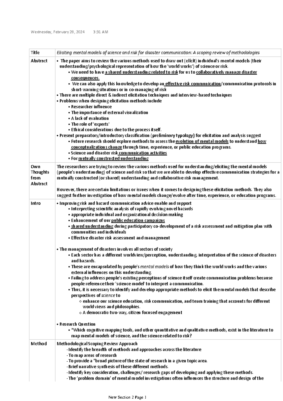 Doyle Research Summary Disaster Psych - Title Eliciting mental models ...