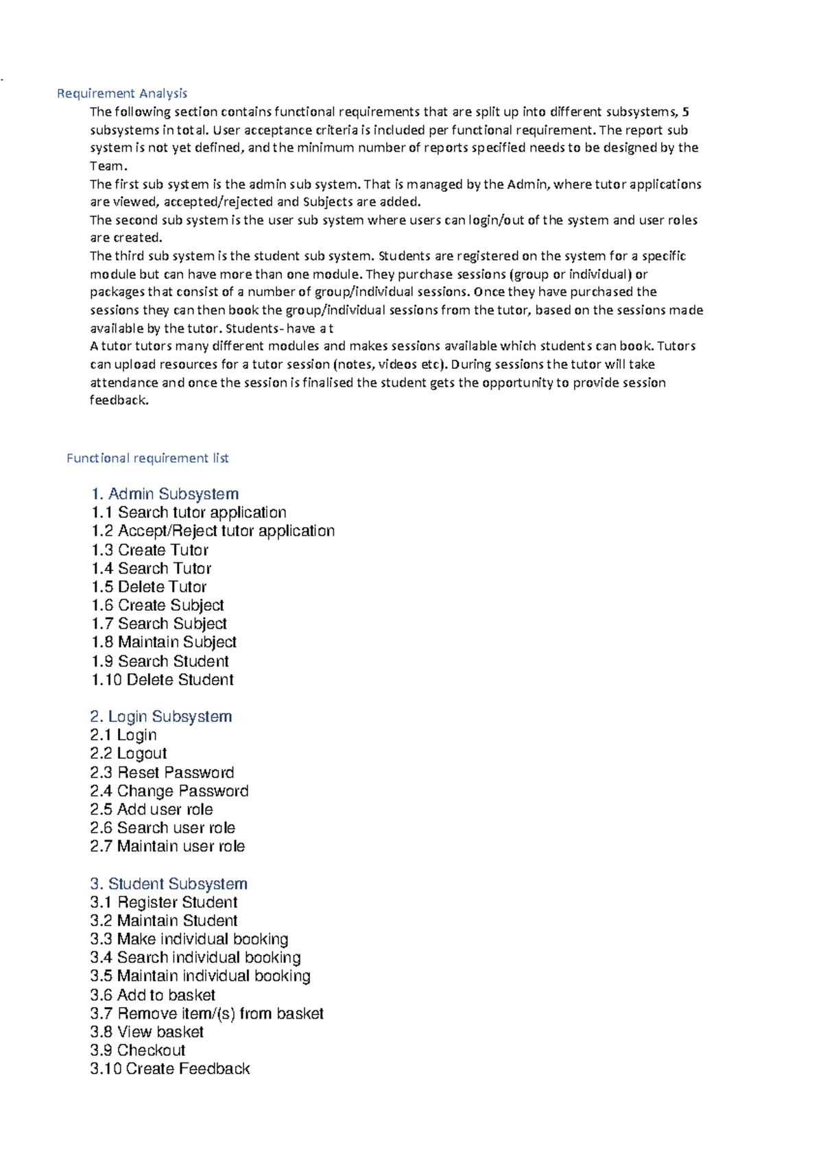 Final Functional Requirements list Assignment 1 - . Requirement ...