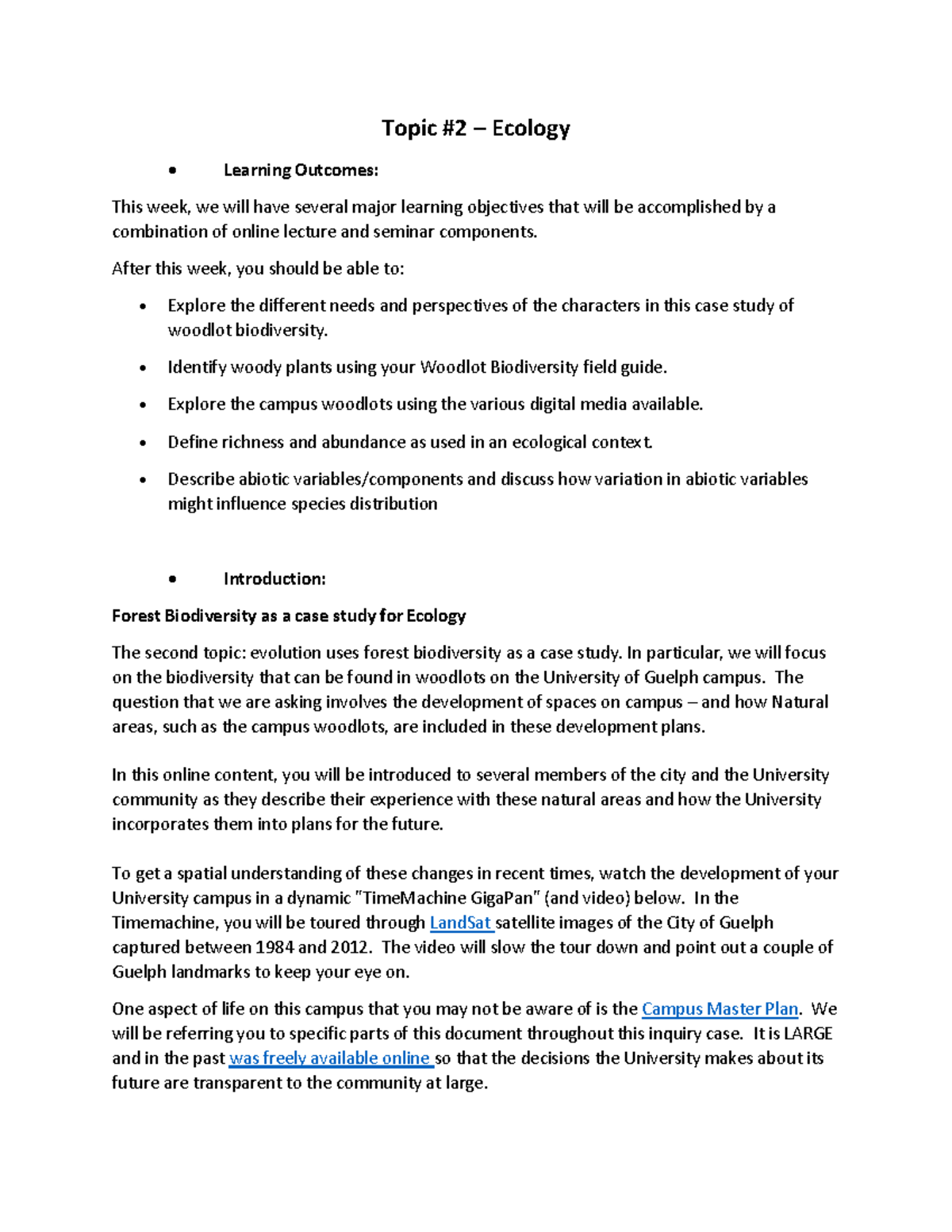 Topic #2 ecology summary of reading notes - Topic #2 – Ecology Learning ...